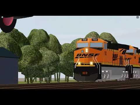 ROBLOX BNSF Intermodal Train Passes Pedestrian Crossing along the Southline District. - YouTube