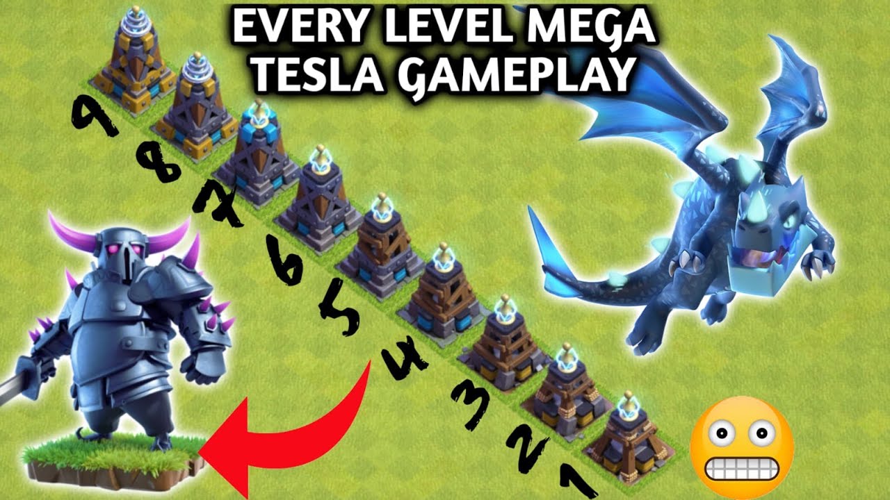 Every Level Mega Tesla Vs Max Level Troops | Coc | Clash Of Clans - YouTube
