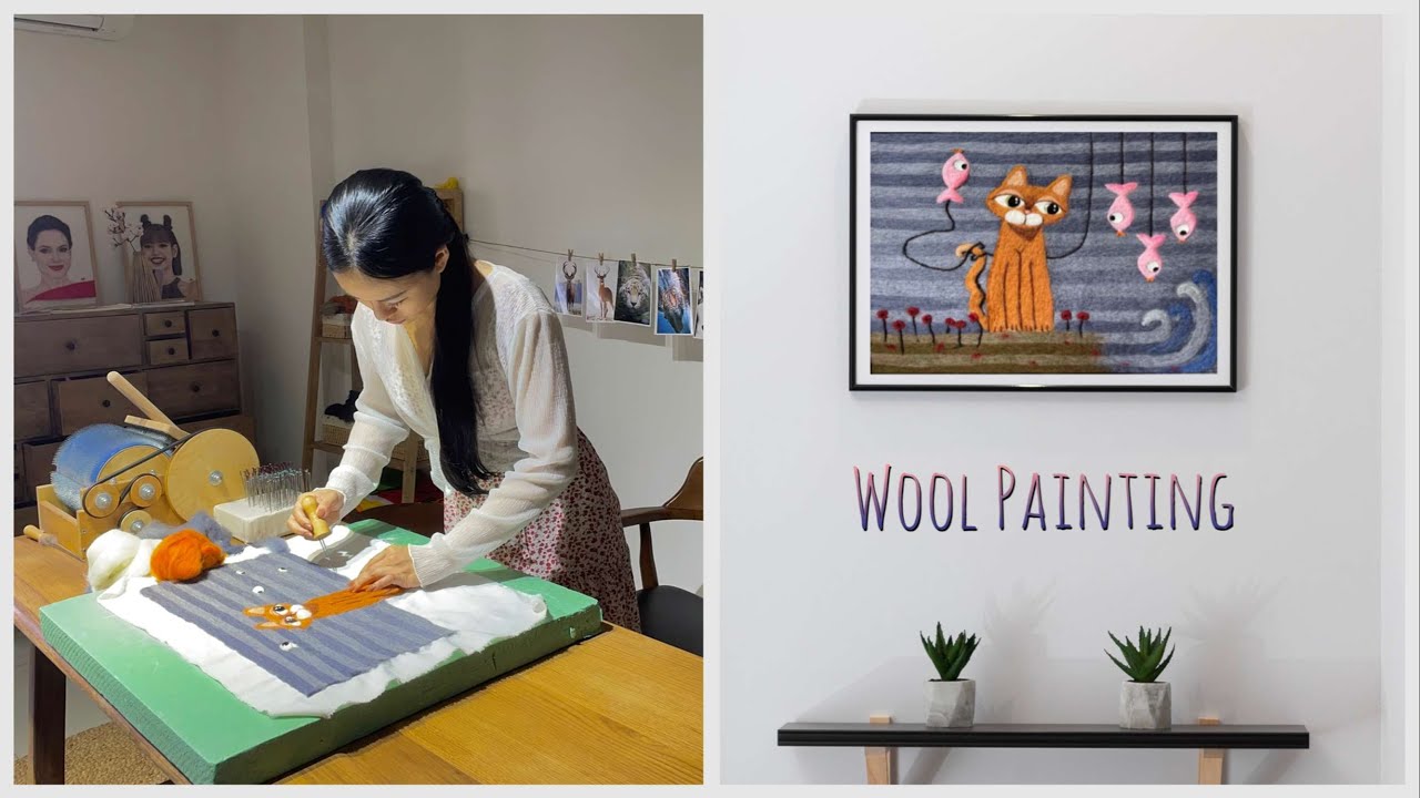 #11 Wool Painting | Kids Room Wall Decoration | Needle Felting | Wool ...