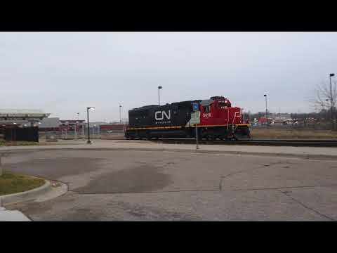 CN 5416 Local Train Single Train Heading Eastbound Battle Creek Michigan 12/22/23 - YouTube