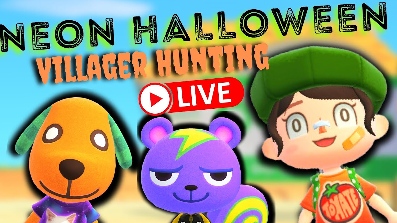 🔴 LIVE NEON HALLOWEEN VILLAGER HUNTING | Animal Crossing New Horizons ...