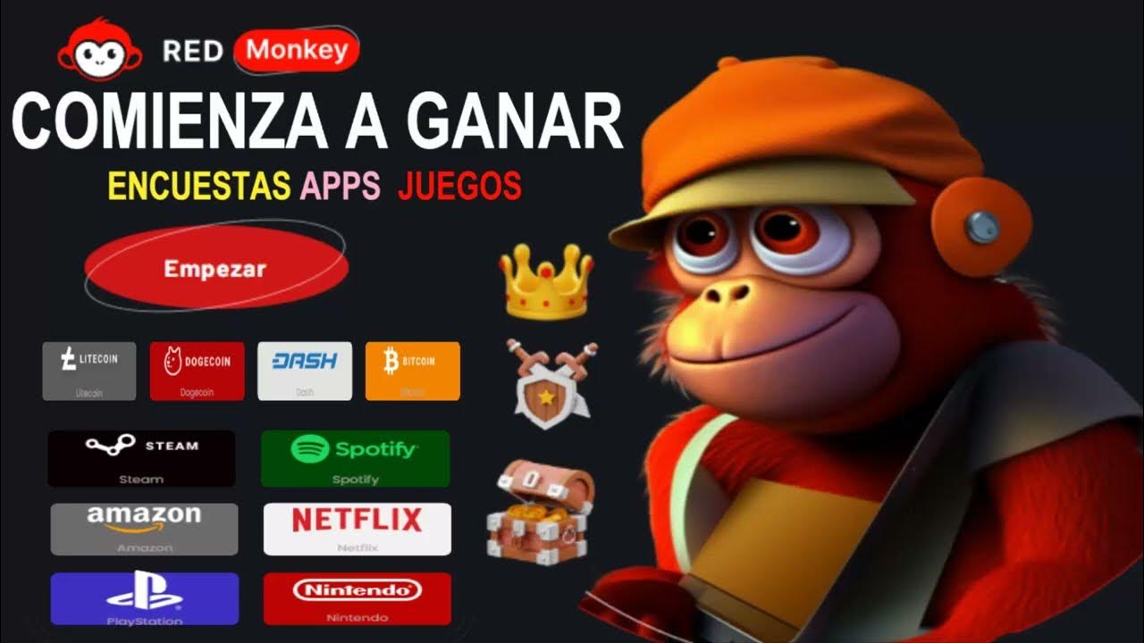 REDMONKEY GANA POR PROBAR APPS - JUEGOS - ENCUESTAS - CRIPTOMONEDAS GRATIS - YouTube