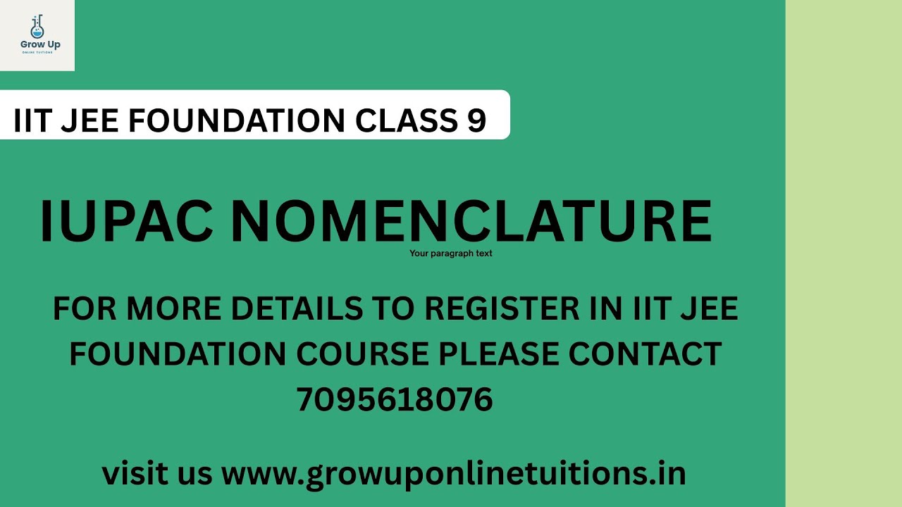 RULES FOR NAMING ALIPHATIC COMPOUNDS WITH ONE FUNCTIONAL GROUP IIT JEE ...