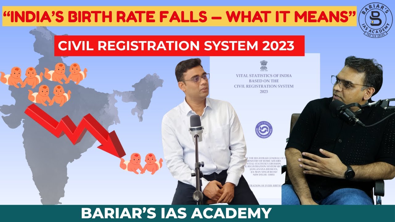 “CRS 2023 Explained | India’s Birth Rate Falls, Deaths Stabilise ...