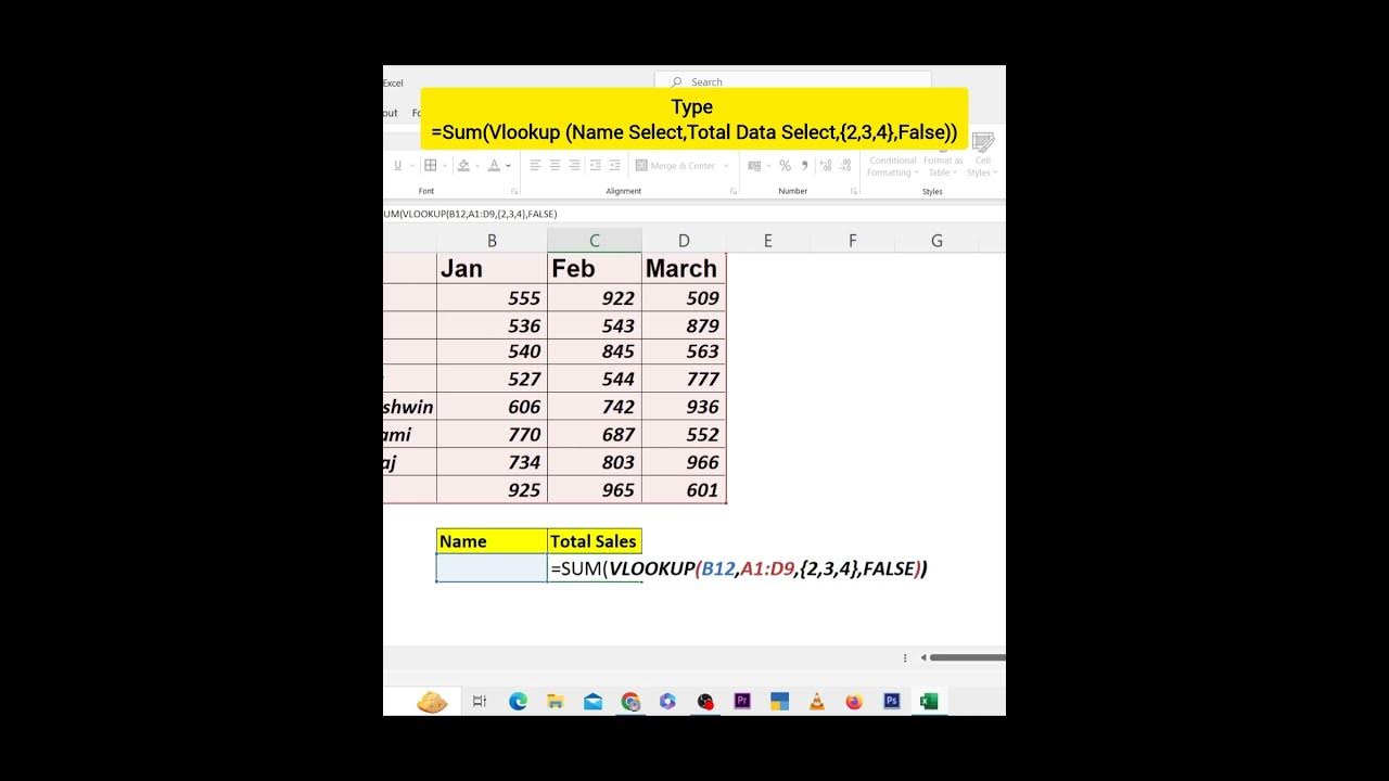 Sum Vlookup Formula In Excel Excel Tips And Tricks In Excel Exceltricks Excel Tips
