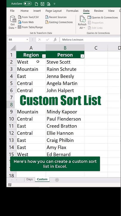Custom Sort List in Excel - YouTube