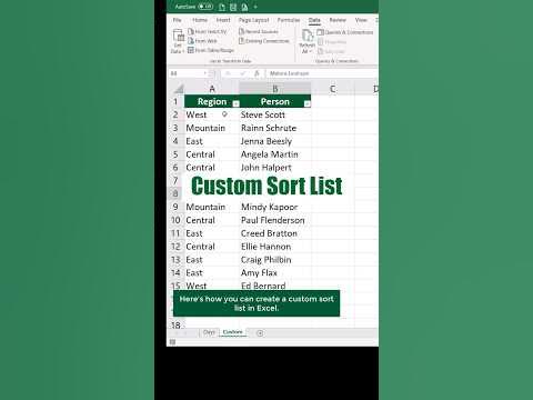 Custom Sort List in Excel - YouTube