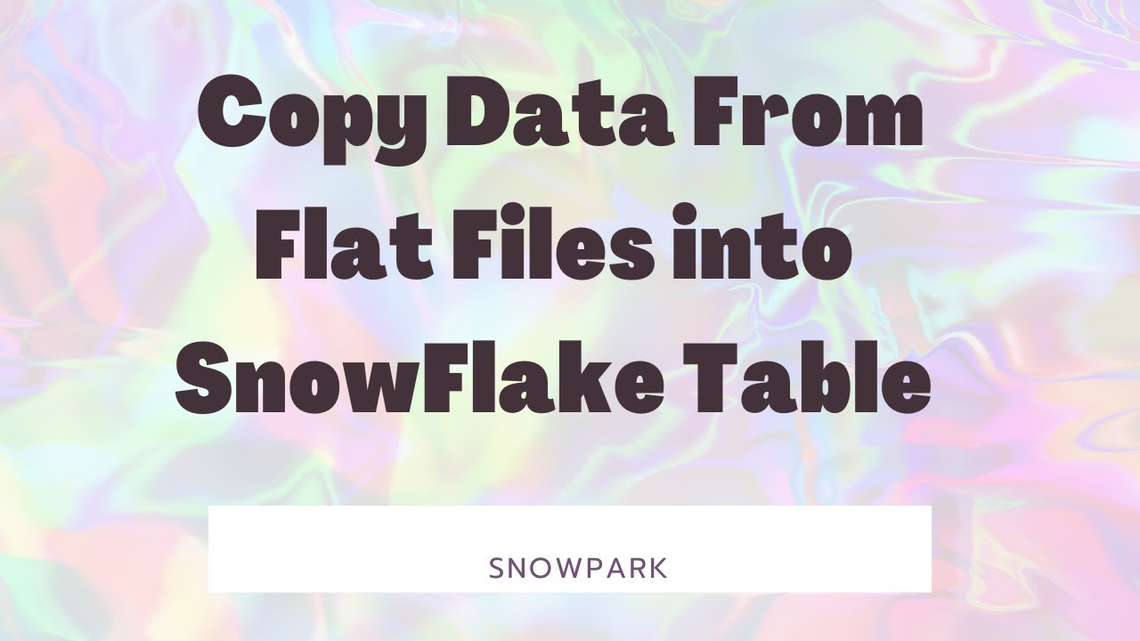 Day85: Copy Data from Flat Files into Snowflake Table using Snowpark API - YouTube