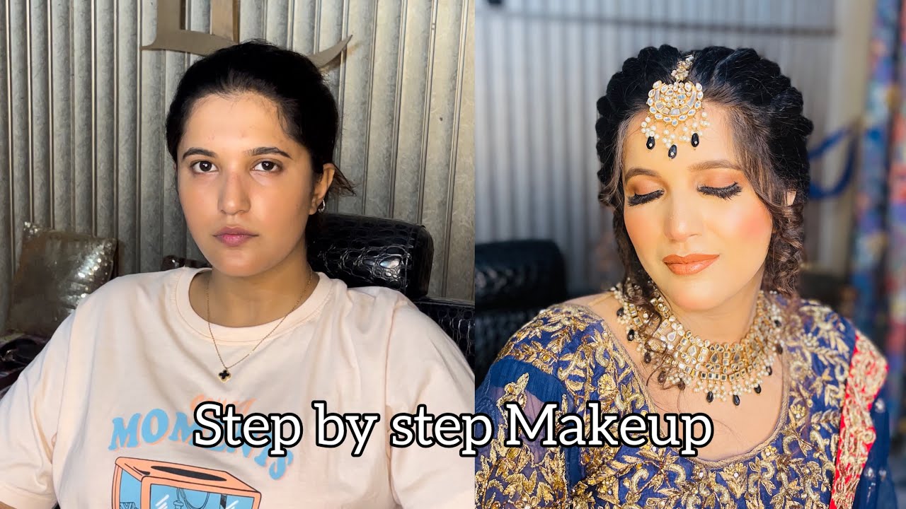 Step by Step Glossy Bridal makeup - full makeup tutorial - Easy makeup ...