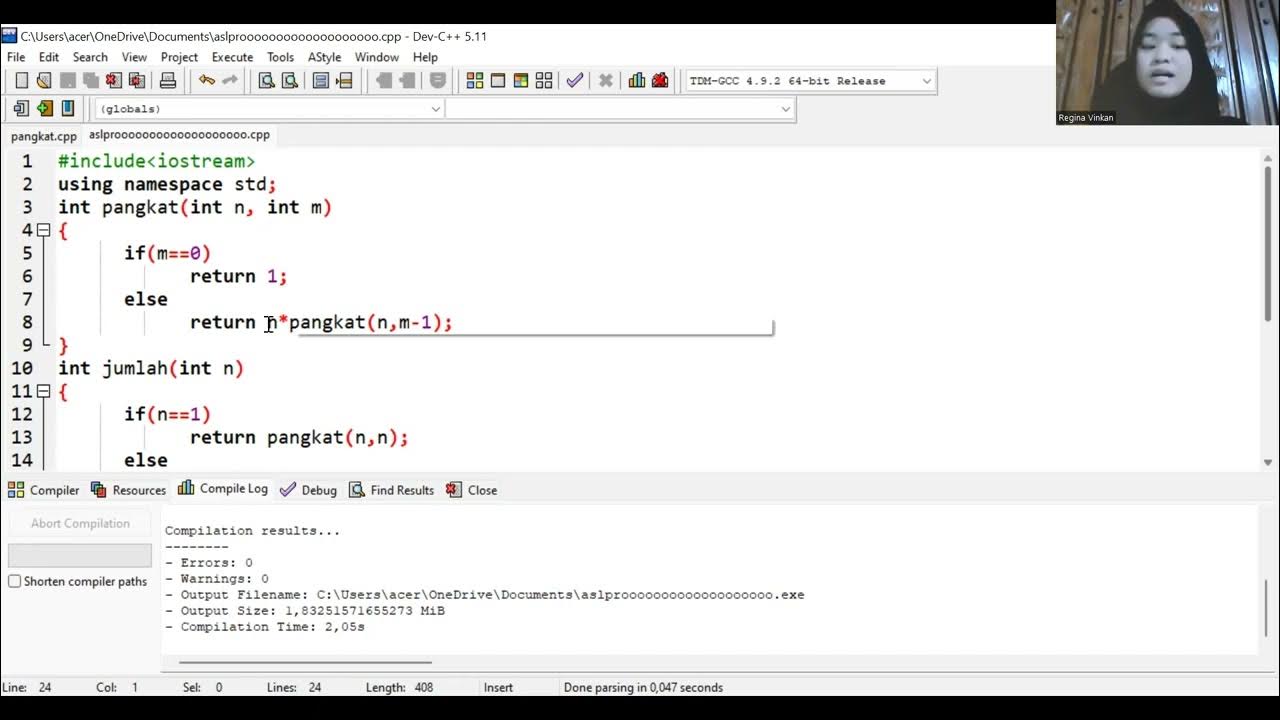 Regina Vinkan - 08011382227096 - TUGAS UTS nomor 2 ALPRO - YouTube