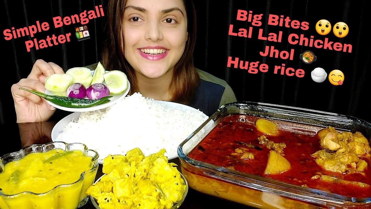 Eating Simple & Authentic Bengali Platter🥘 | Bengali Murgir Lal Jhol ...