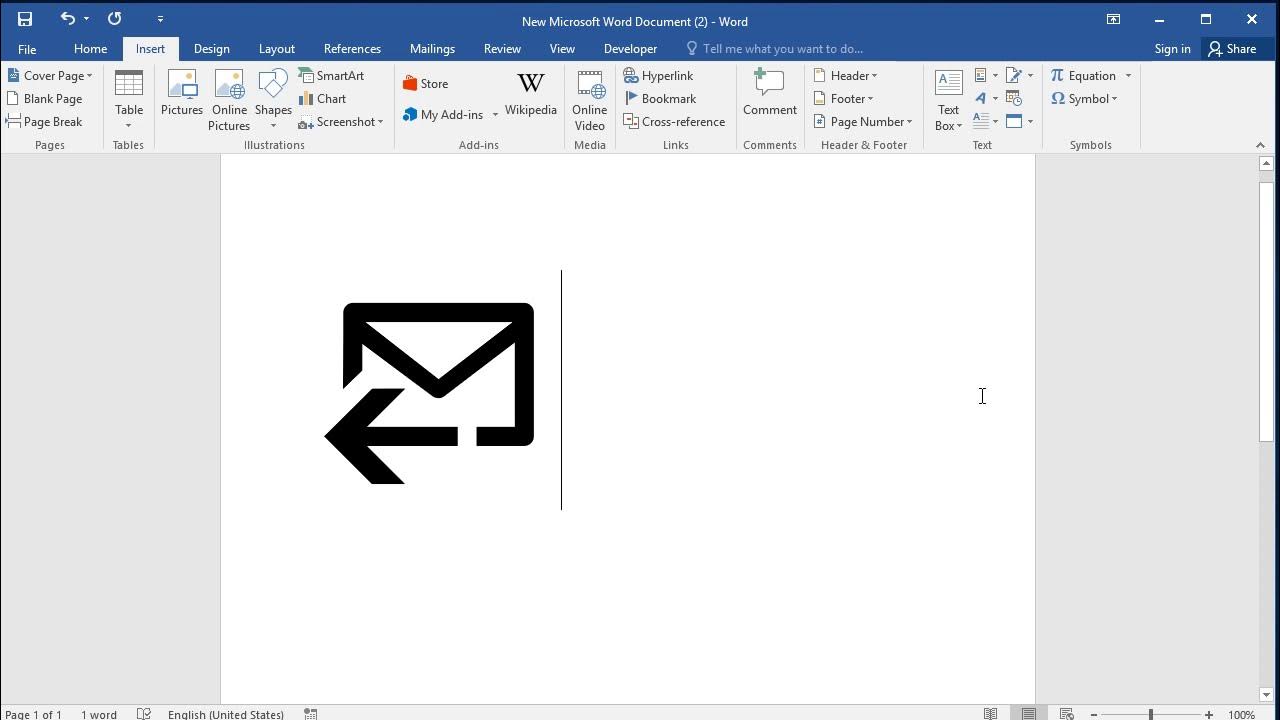 How to insert outgoing email symbol in word - YouTube