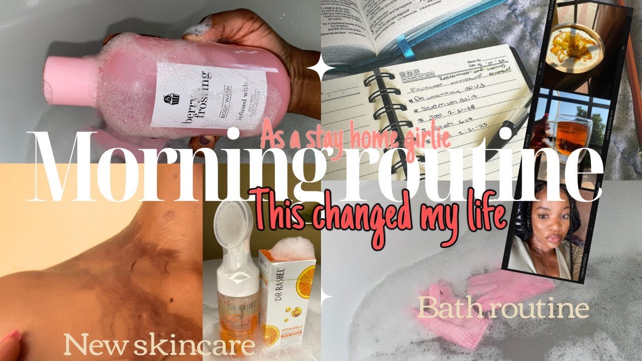 REALISTIC MORNING ROUTINE🫧as a stay home girl.New Skincare+Bath Routine ...