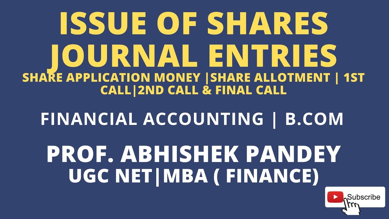 Issue of Shares Journal Entries || Application Money, Allotment Money ...