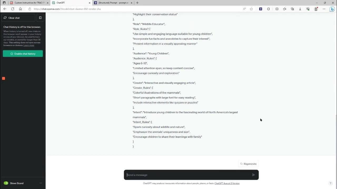 Use ChatGPT's new Custom Instructions feature to create JSON-formatted TRACI Prompts - YouTube