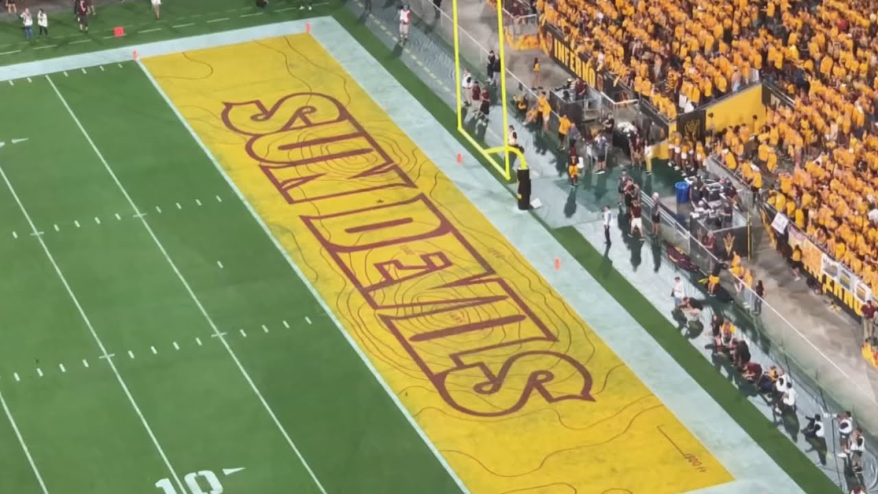 ASU ground crew gets creative with end zone - YouTube