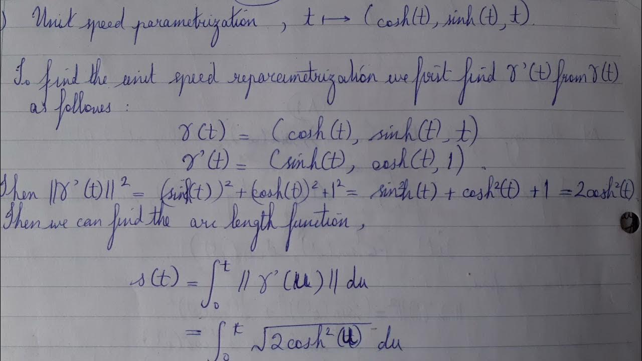 Finding a unit speed reparametrization of a curve - YouTube