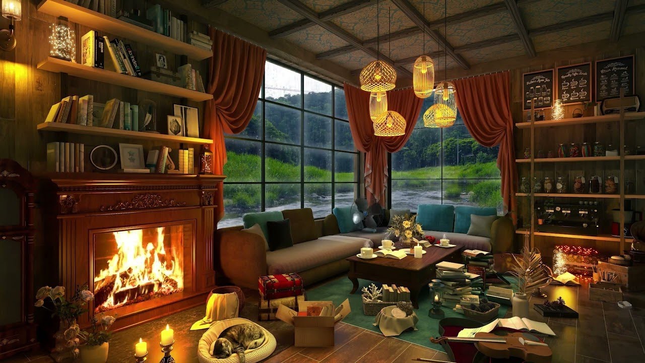 Cozy Jazz Music in Bookstore Cafe Ambience with Jazz Piano Music for ...