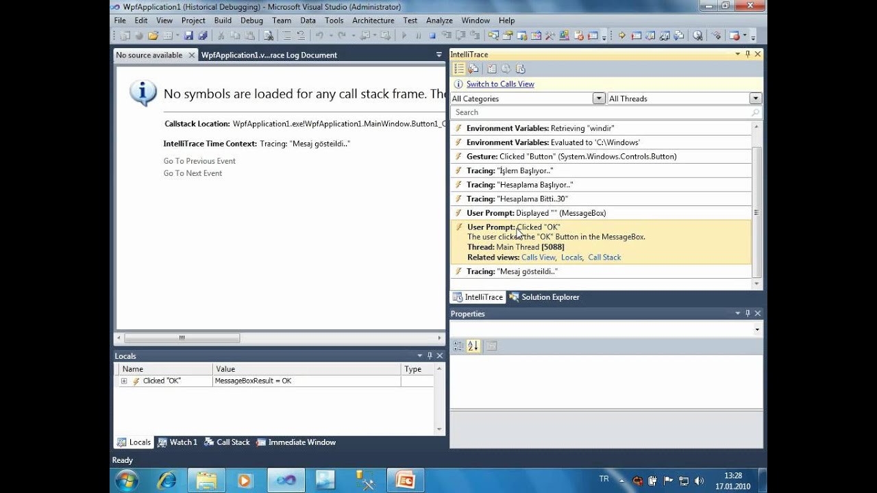 Visual Studio 2010'da Intellitrace - YouTube
