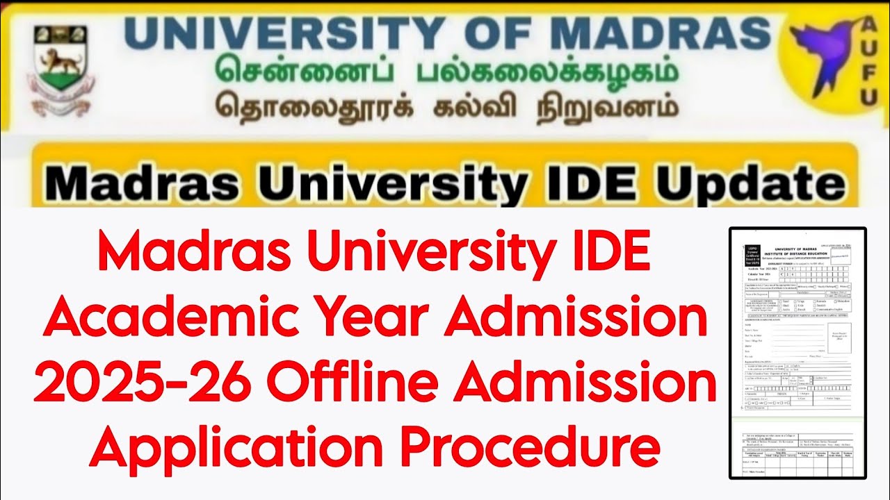 Madras University IDE Academic Year 2025-26 Offline Admission Updates 👍 ...