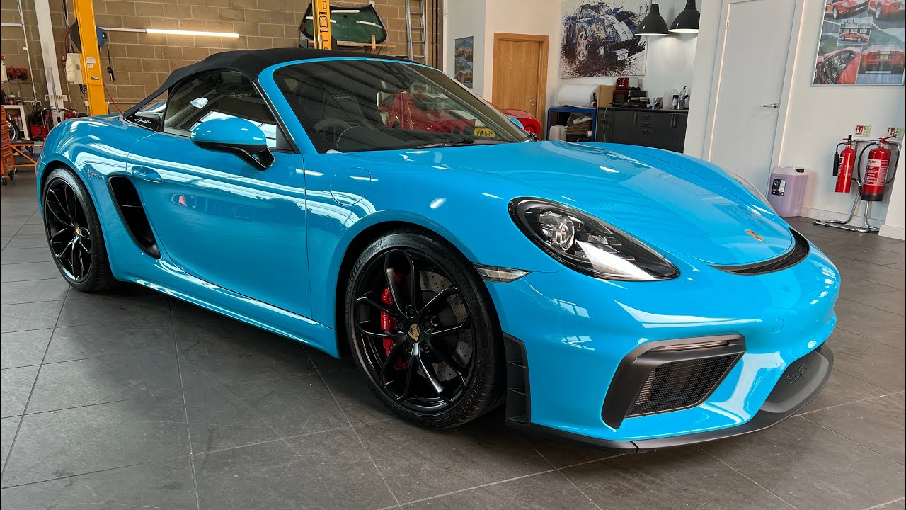 Porsche 718 Spyder in Miami Blue detailed & Coated throughout with ...
