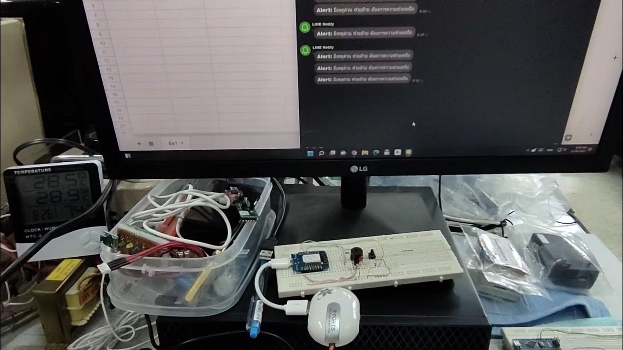 Esp8266 googlesheet and line notify - YouTube