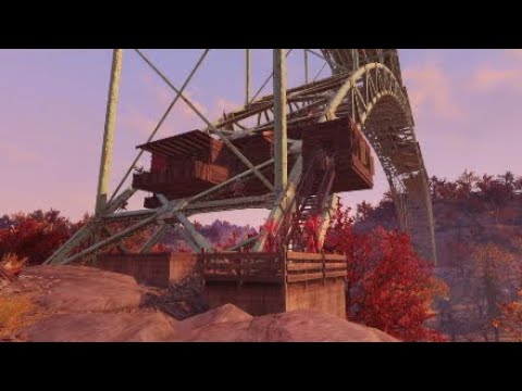 Fallout 76 Camp Build 'Gorge Bridge Camp' | Pre Existing Structure Camp ...