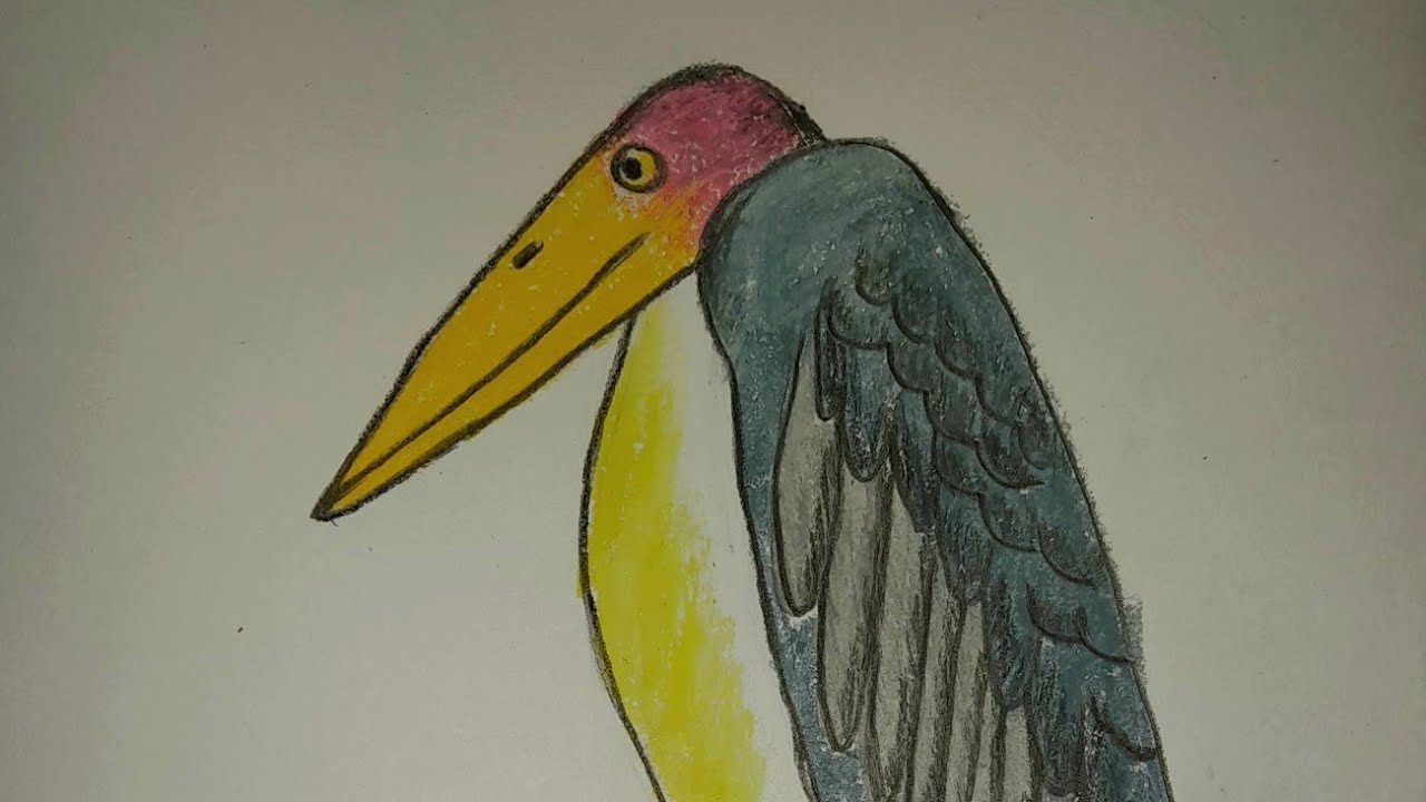 Spoonbill bird drawing | how to draw Oil pastel spoonbills bird ...