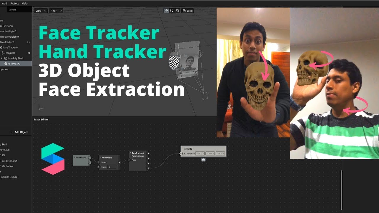 Spark AR Objeto 3D sigue movimiento Face Tracker | Hand tracker - YouTube