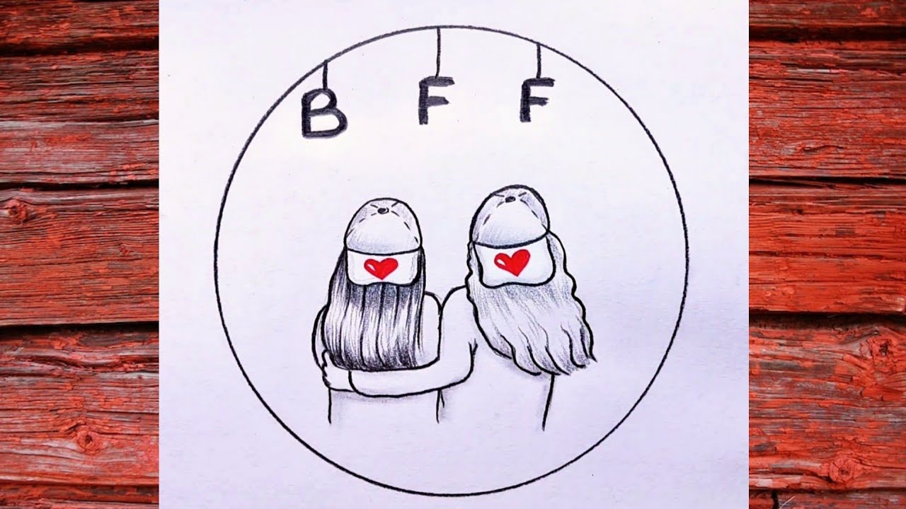 BFF simple and easy drawing for beginners/ How to draw a BFF step by ...