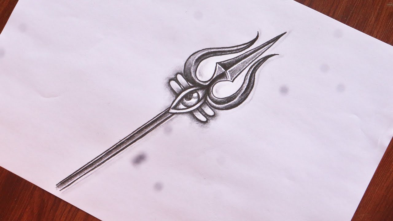 trishul drawing / how to draw a trishul / trishul tattoo drawing ...