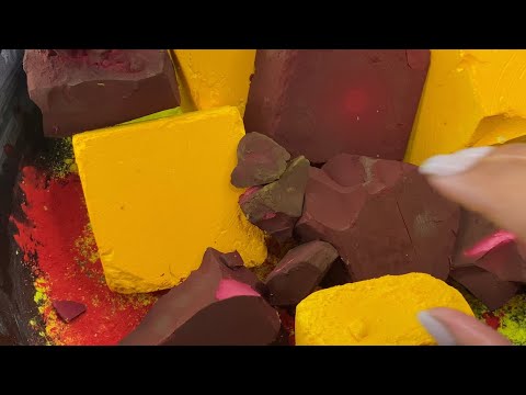 Deep Red + Bright Yellow Dyed Gym Chalk Crumble - YouTube