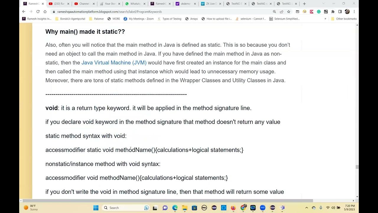 CoreJava Program Keywords void method namingConventions May 09 2023 - YouTube