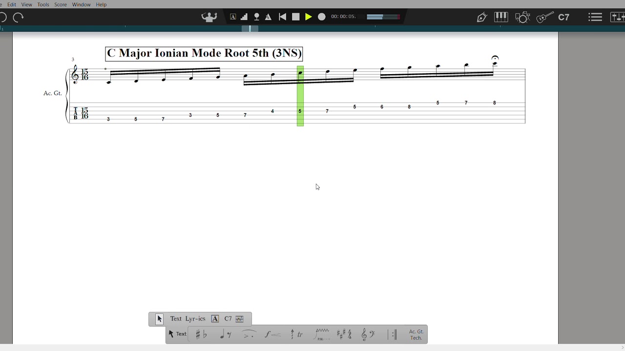 C Major Ionian Mode Root 5th 3NS - YouTube
