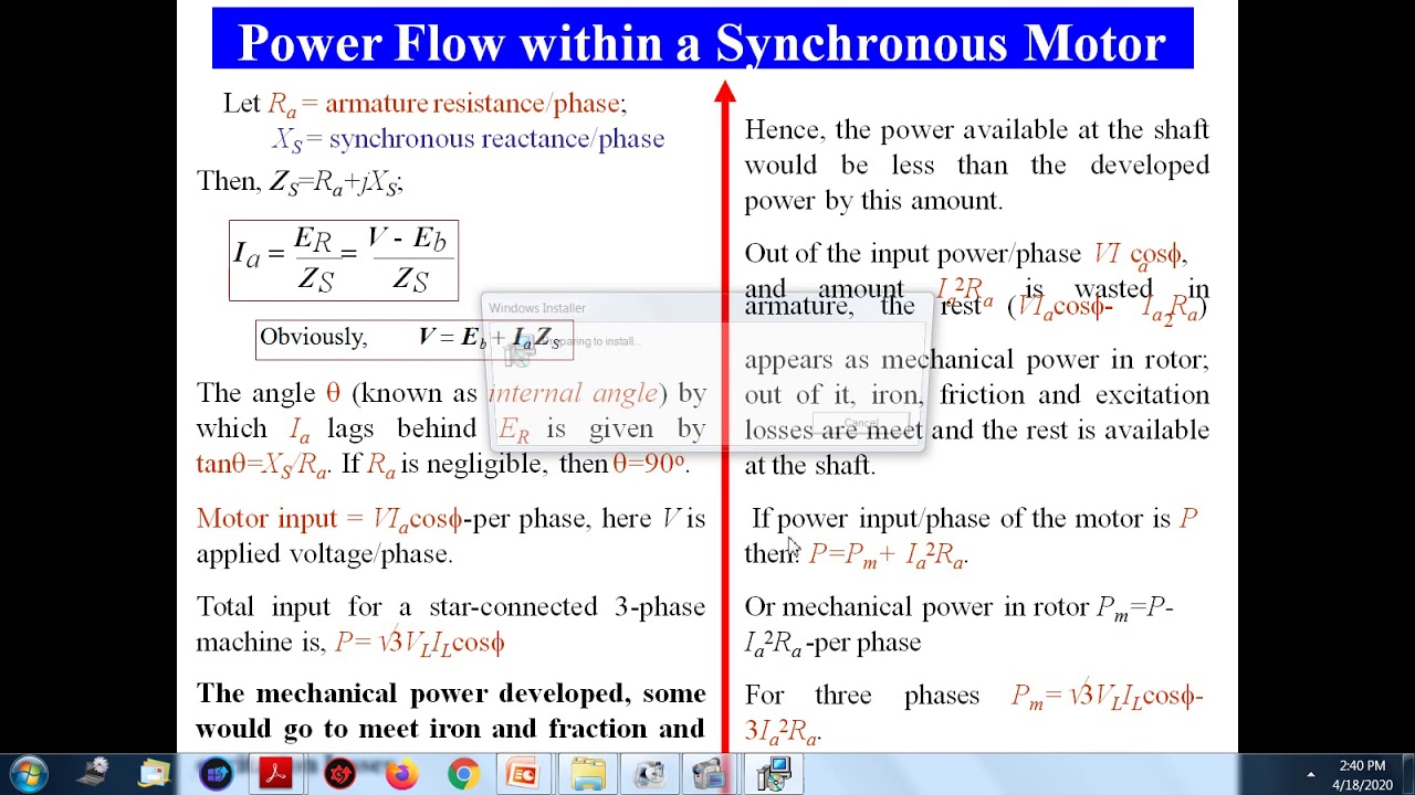 power flow in synchronous motor// EE 306 // unit 4 - YouTube