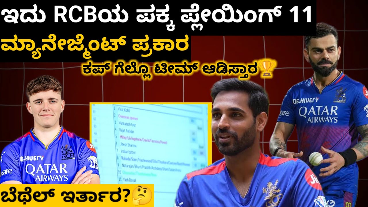 RCB Playing 11 for IPL 2025 | According to RCB management| Kannada ...