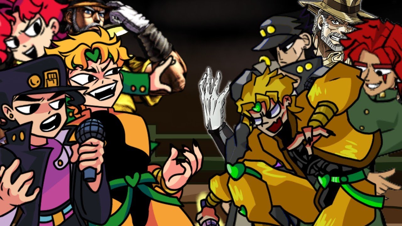 FNF TripleTrouble but it's Jotaro, Joseph, Kakyoin, DIO and themselves ...
