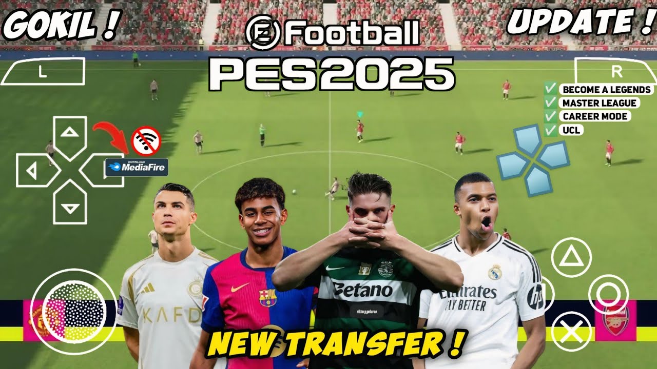 eFootball PES 2025 PPSSPP Download Update UCL New Kits 24/25 Season New ...