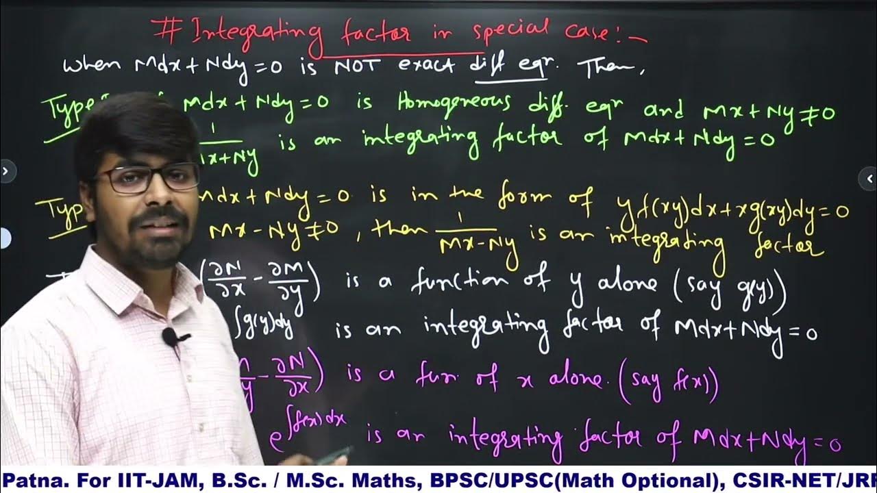 Integrating factor | ODE | IIT-JAM | CSIR-NET | Parimal Sir (M.Sc. IIT ...