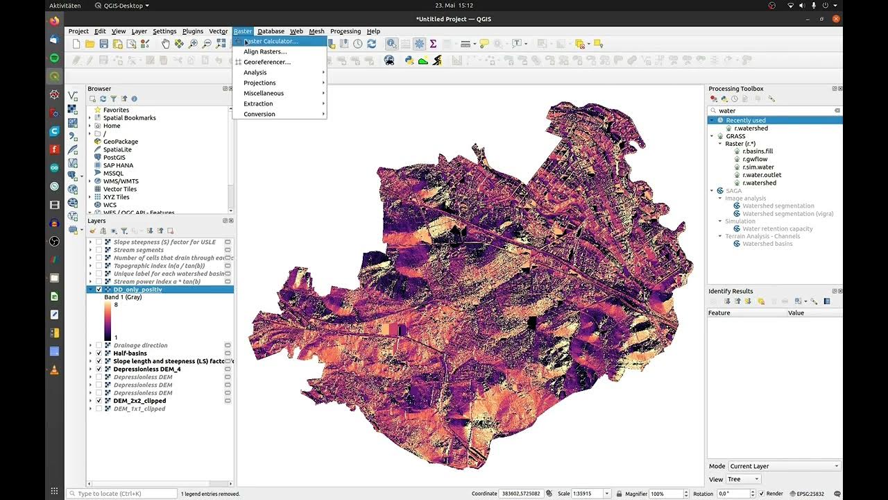 #42 QGIS - How to calculate a catchement area and a stream network with GRASS - YouTube