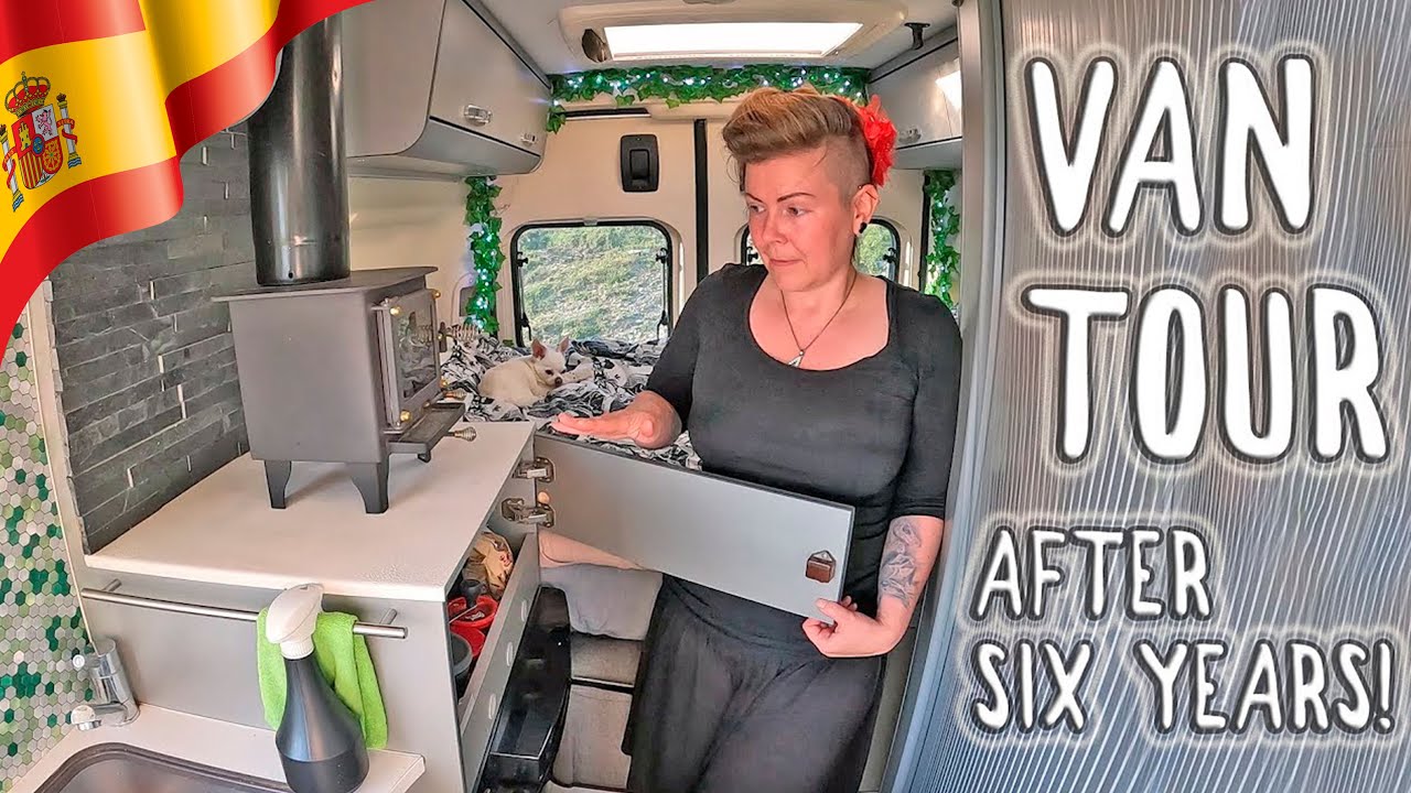 VAN TOUR after 6 years of FULL-TIME VAN LIVING // Small place to cozy ...