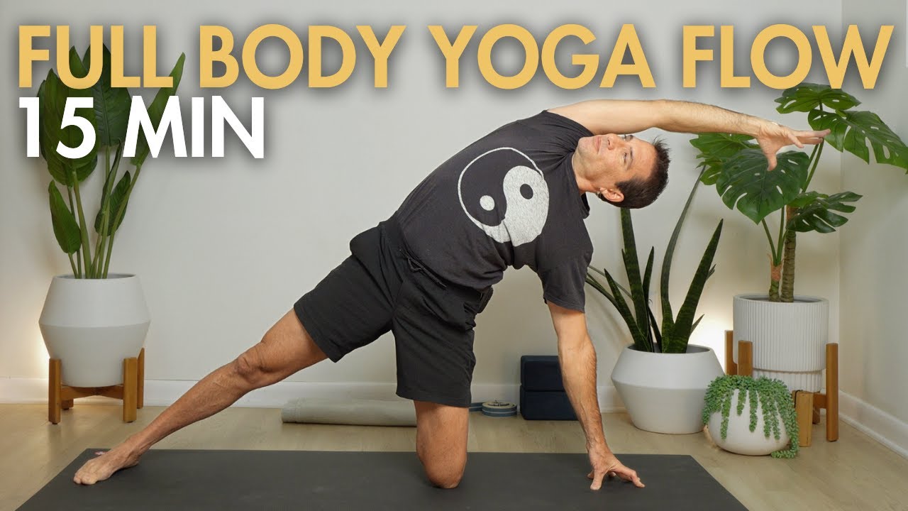 15-Min Full Body Yoga Flow: Warrior Poses, Twists & Hamstring Stretches ...