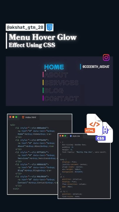 Menu Hover Glow Effect Shorts Ytshots Codinglife Css Html Webdevelopment Youtube