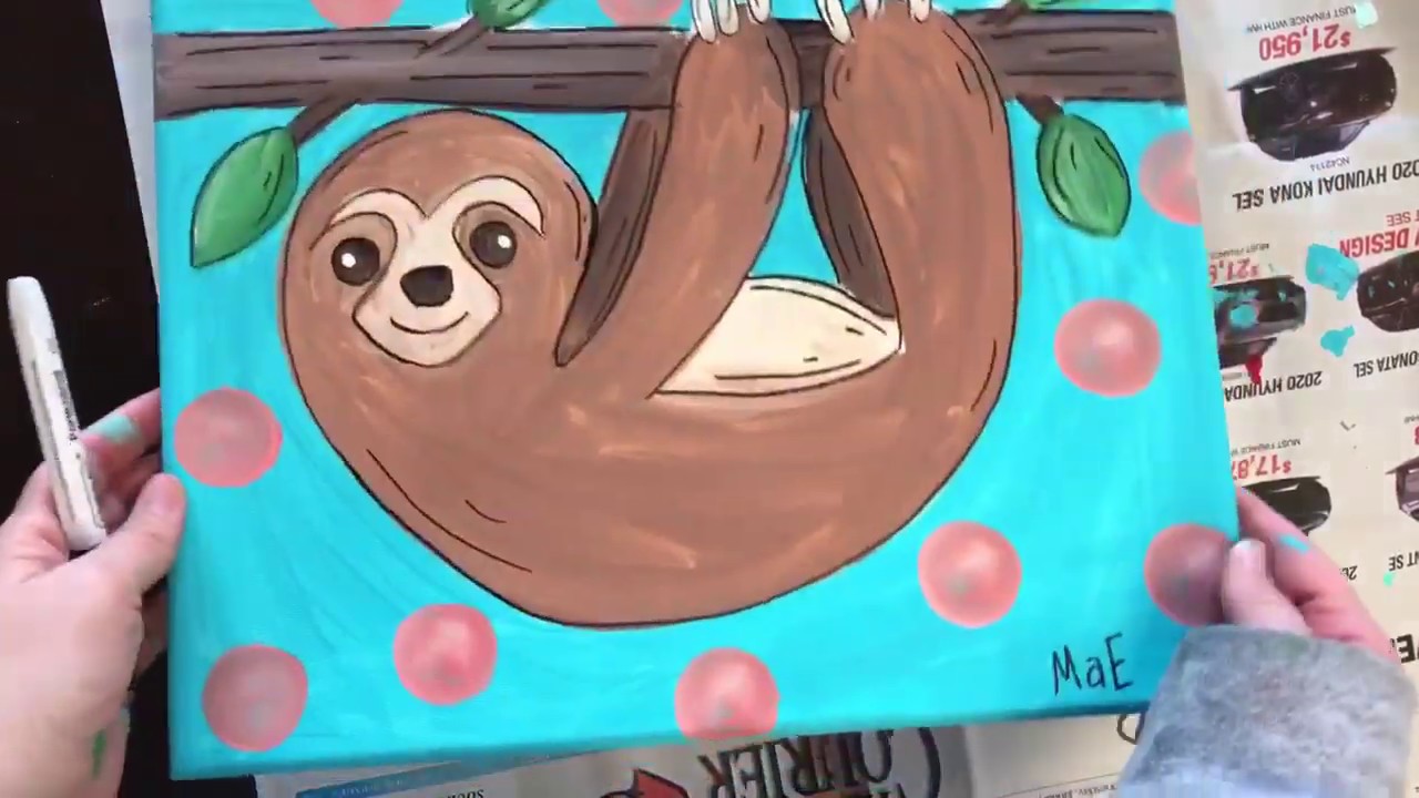 Sloth painting for kids - YouTube