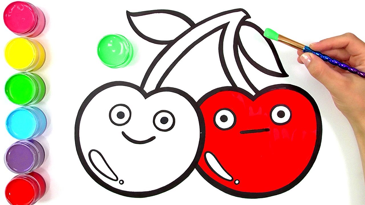 how to draw cherry for Kids - YouTube