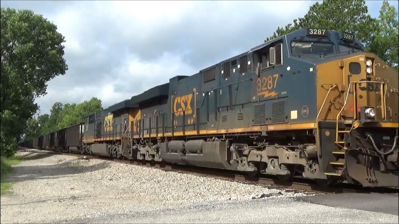 CSX 3287 and CSX 864 pull CSX E240 through Coosada, AL - YouTube