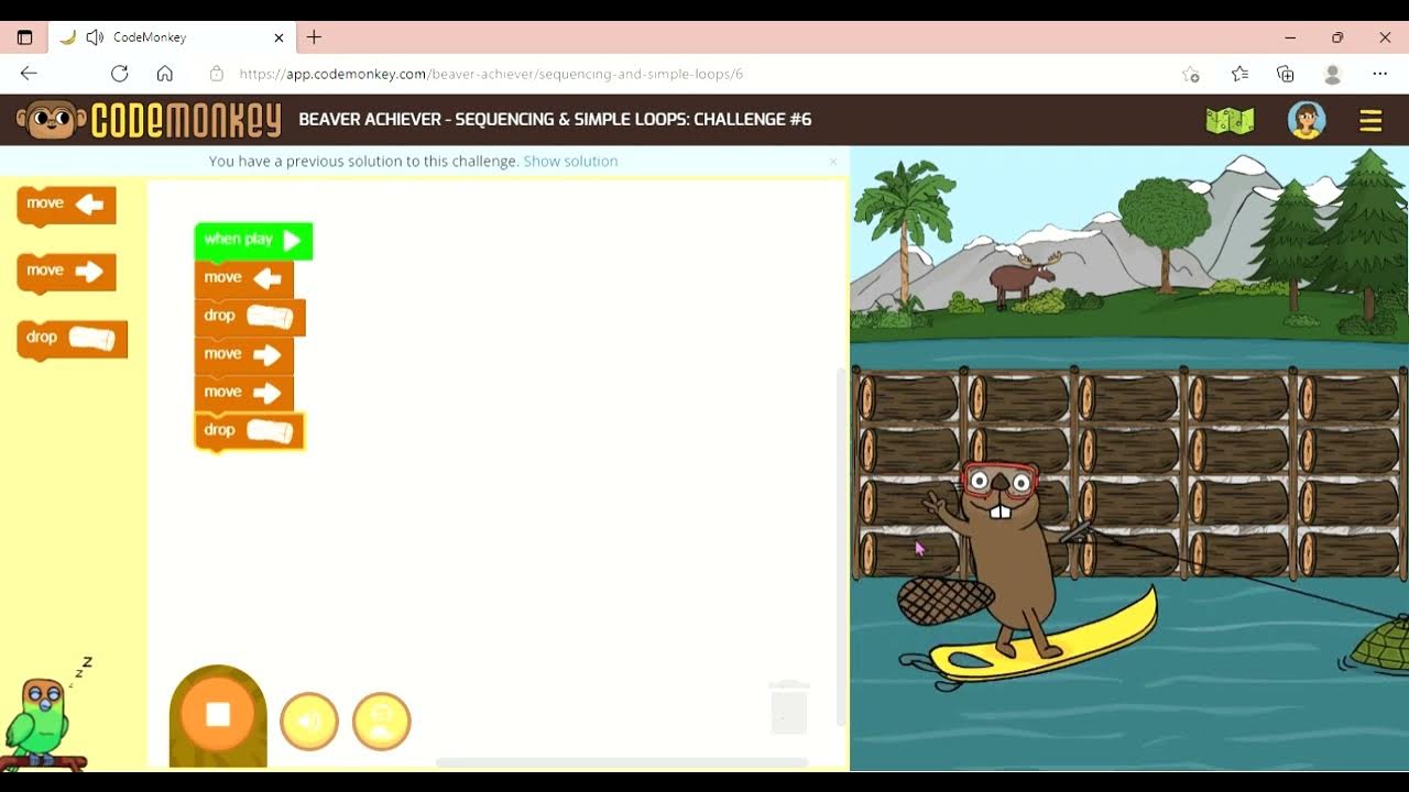 Code Monkey Beaver achiver sequencing and loops - YouTube