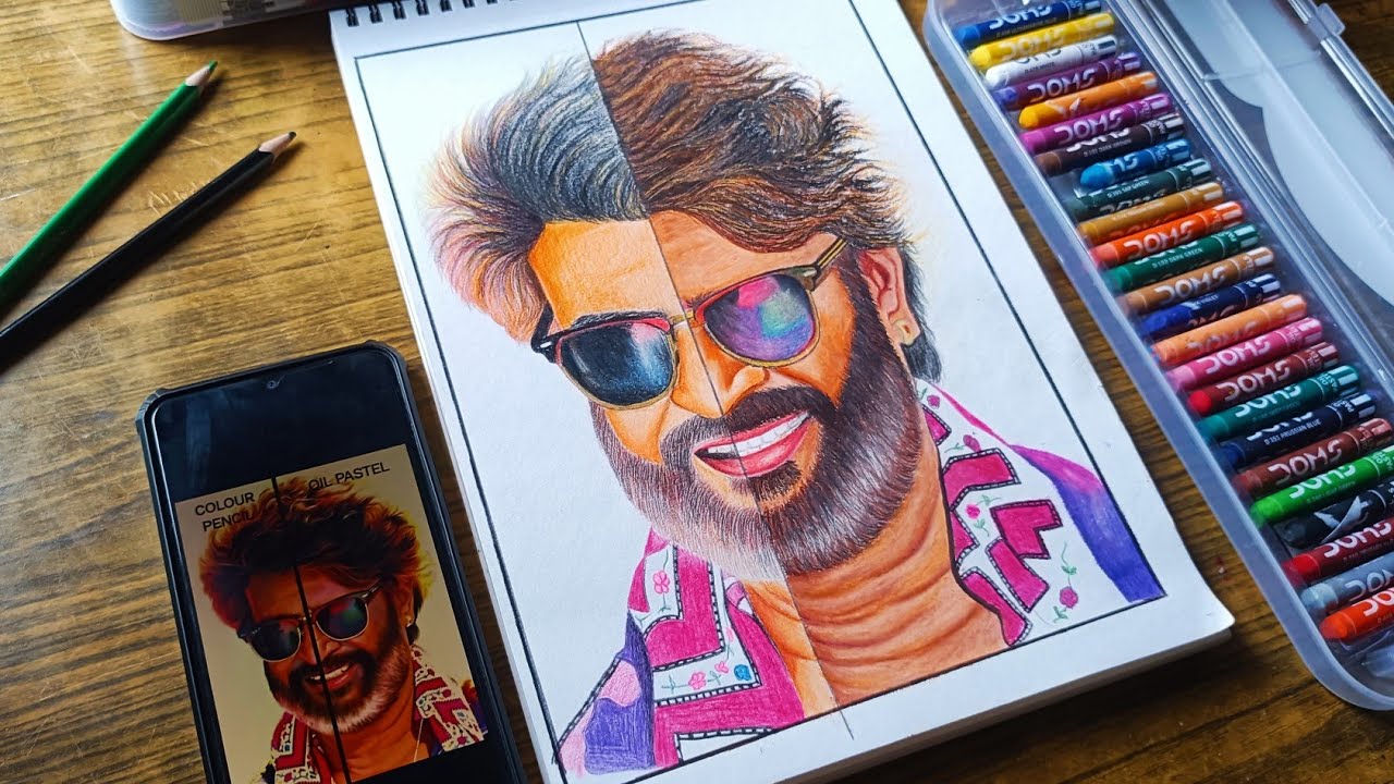 Thalaiva Superstar Rajni Drawing, How To Draw Rajinikanth, Colour ...
