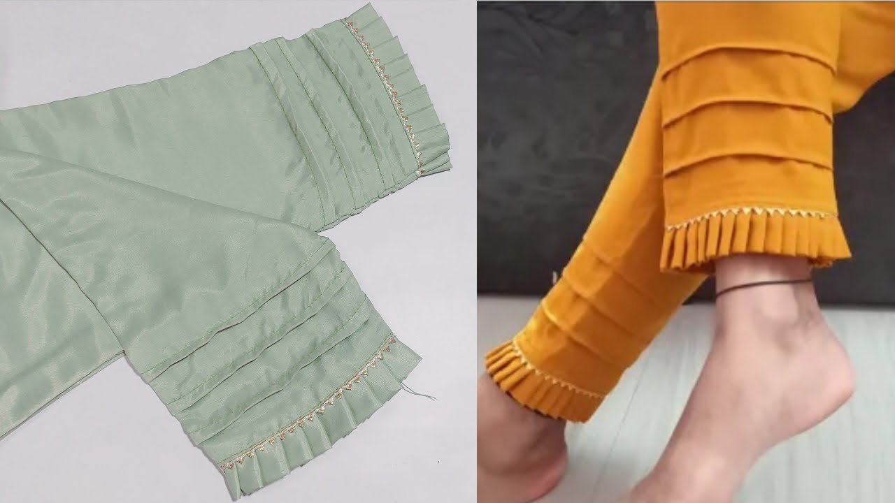 Trouser design with lace cutting and stitching - YouTube