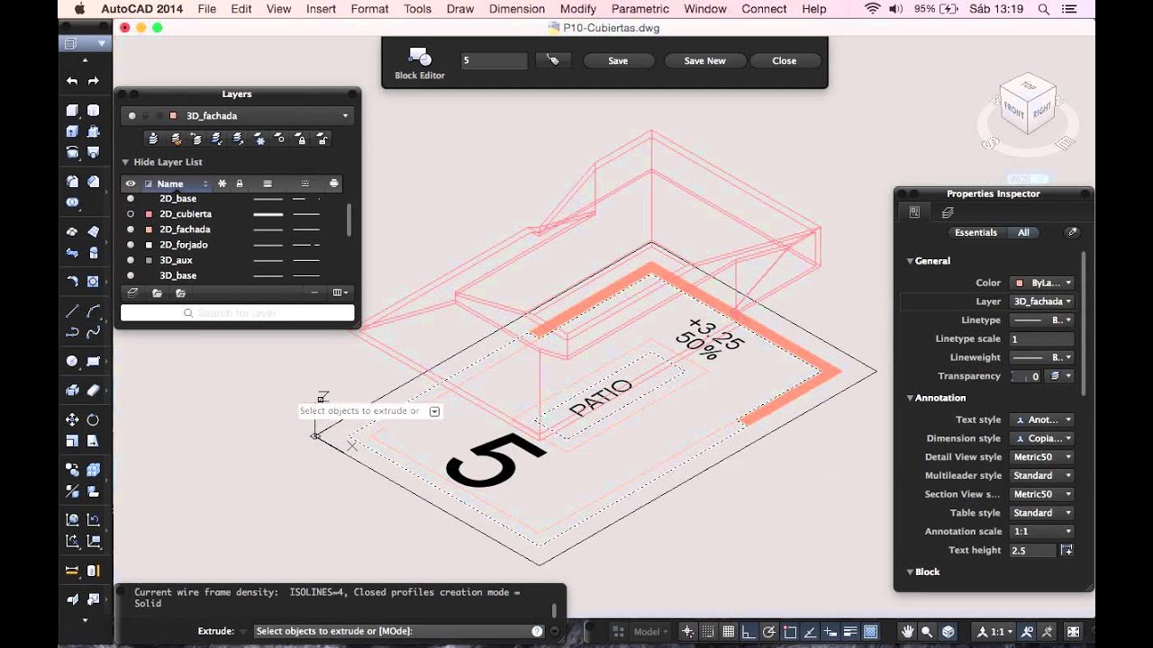 PRACTICA 10 EGA II ETSIE UGR Cubierta 5 Extrusión e inclinar caras ...